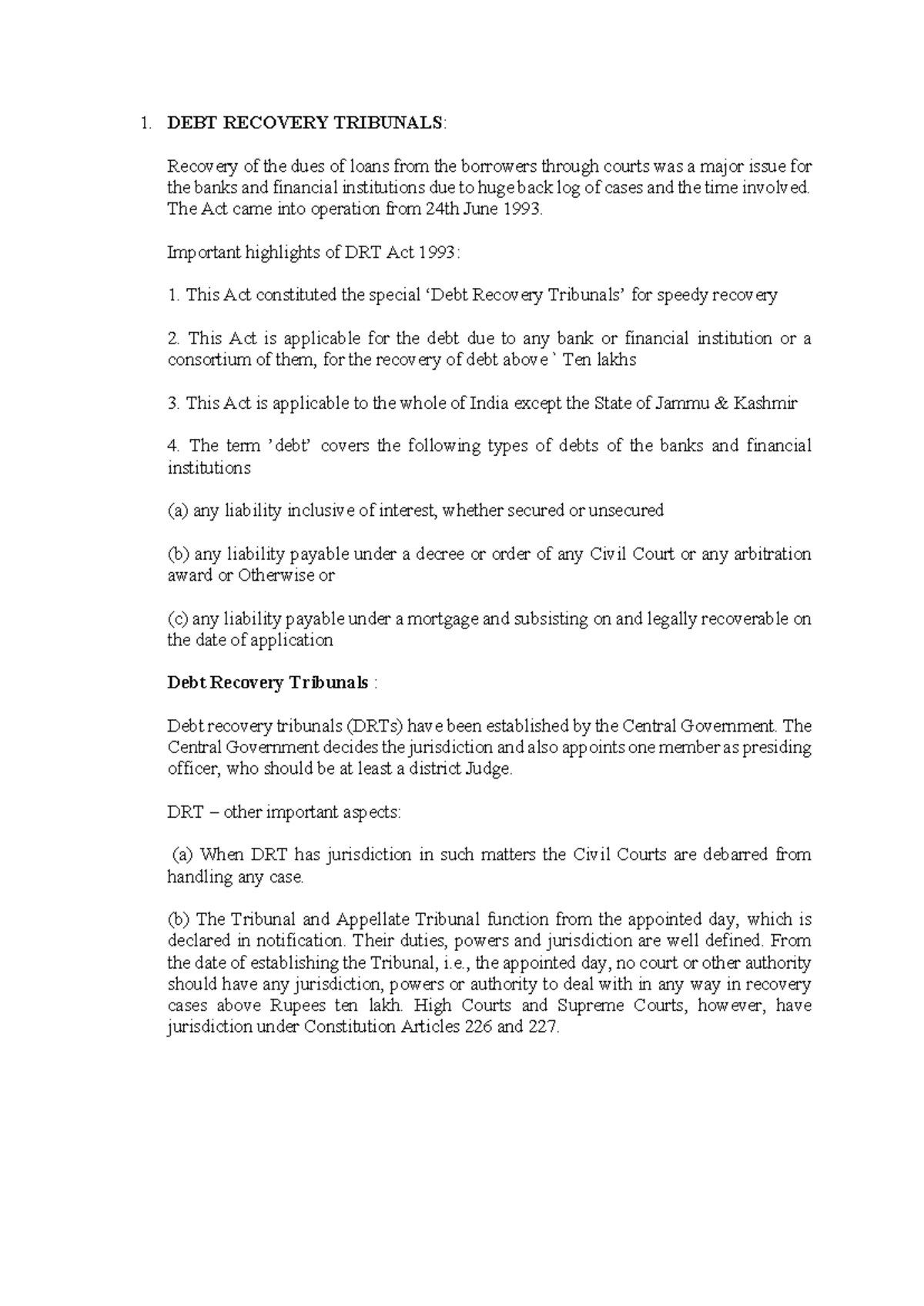 Debt Recovery Tribunal (DRT) Overview: Key Highlights and Functions ...