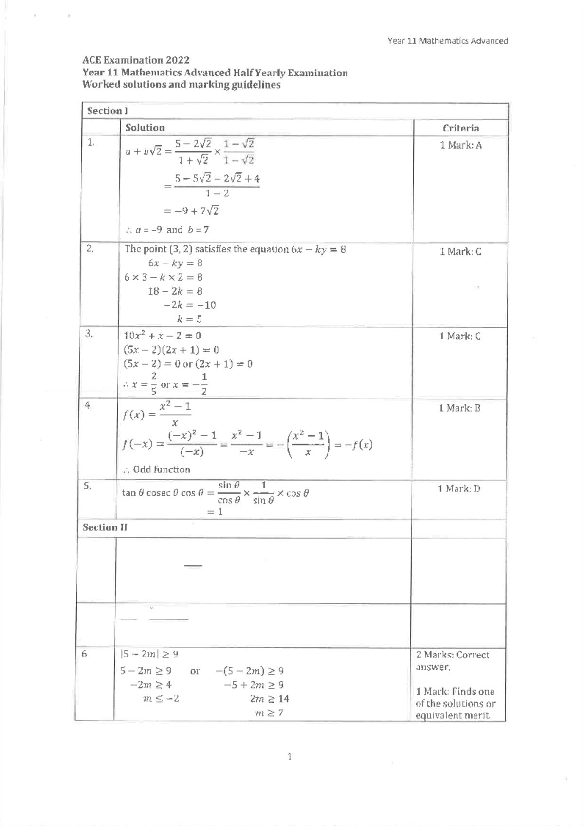 Year 11 Mathematics Advanced ACE Prelim Task 2 Solutions - Studocu