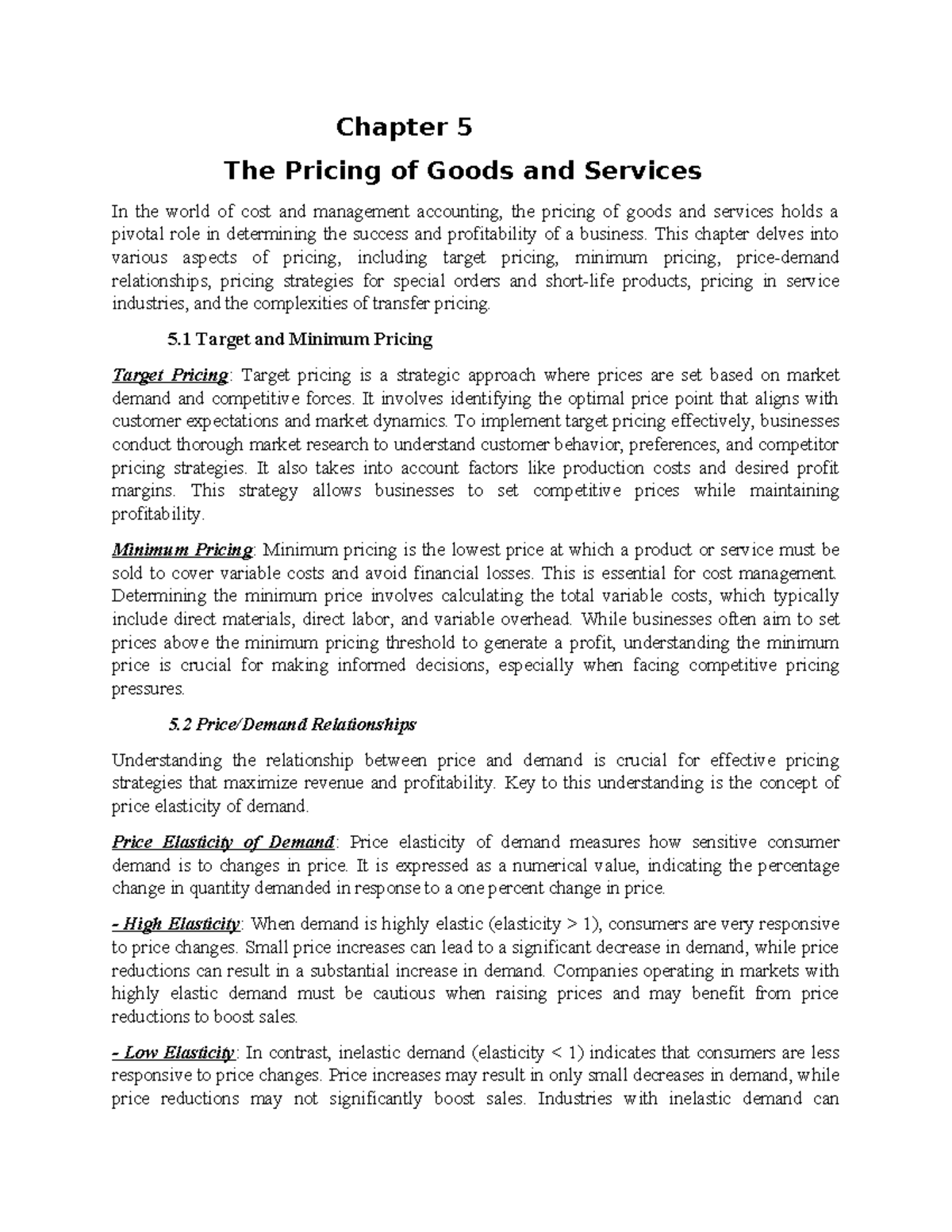 Cost II Chapter 5: Effective Pricing Strategies and Structures - Studocu