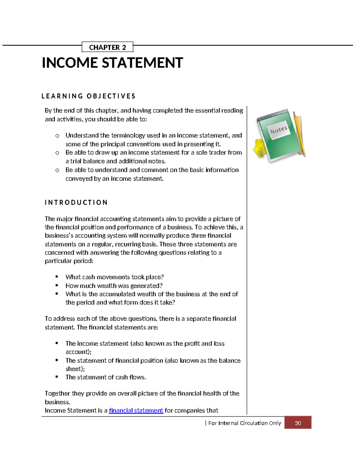CHAPTER 2 INCOME STATEMENT LEARNING OBJECTIVES & REVISION NOTES - Studocu