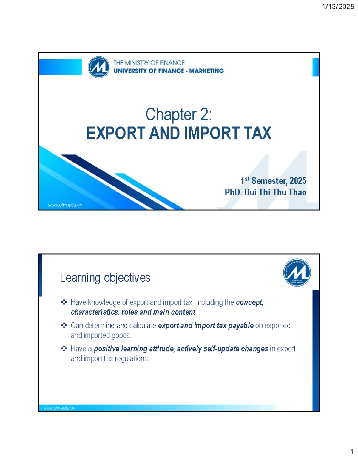Chapter 2 - Export AND Import TAX 2025 - Chapter 2: EXPORT AND IMPORT ...