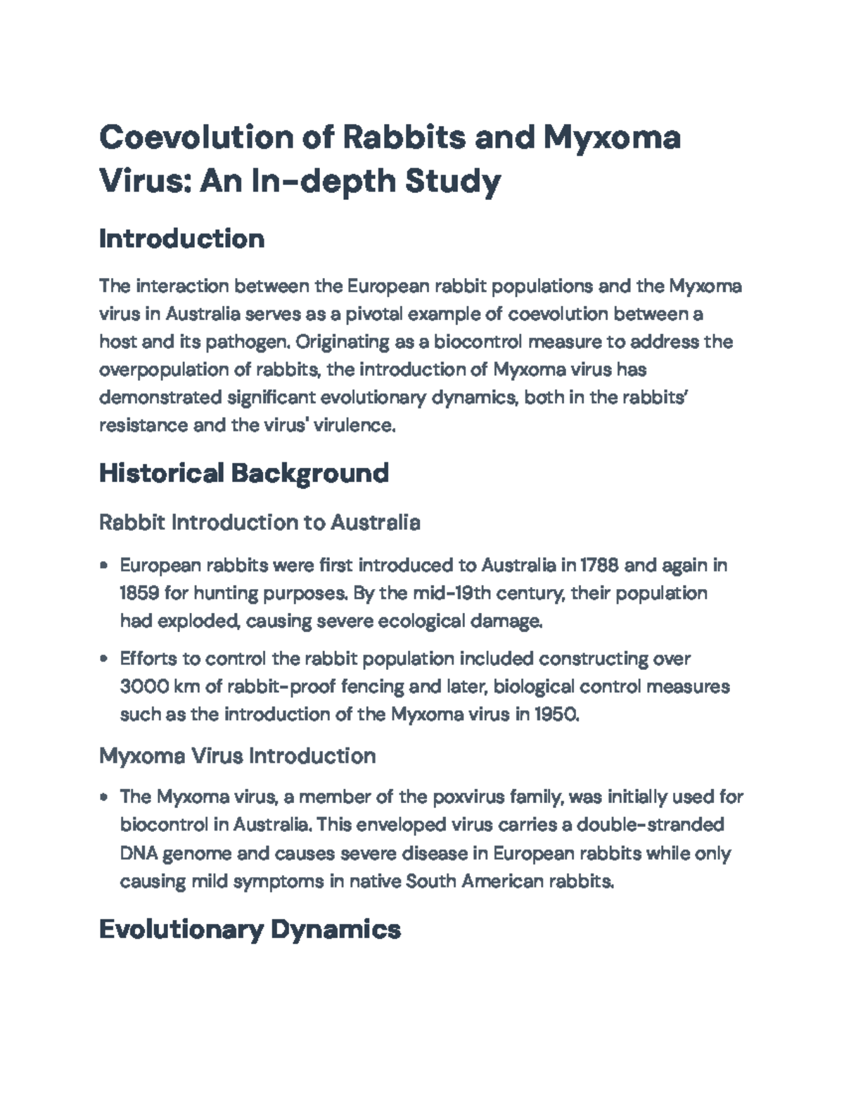 Coevolution of European Rabbits and Myxoma Virus: A Detailed Study - Coevolution of Rabbits and ...