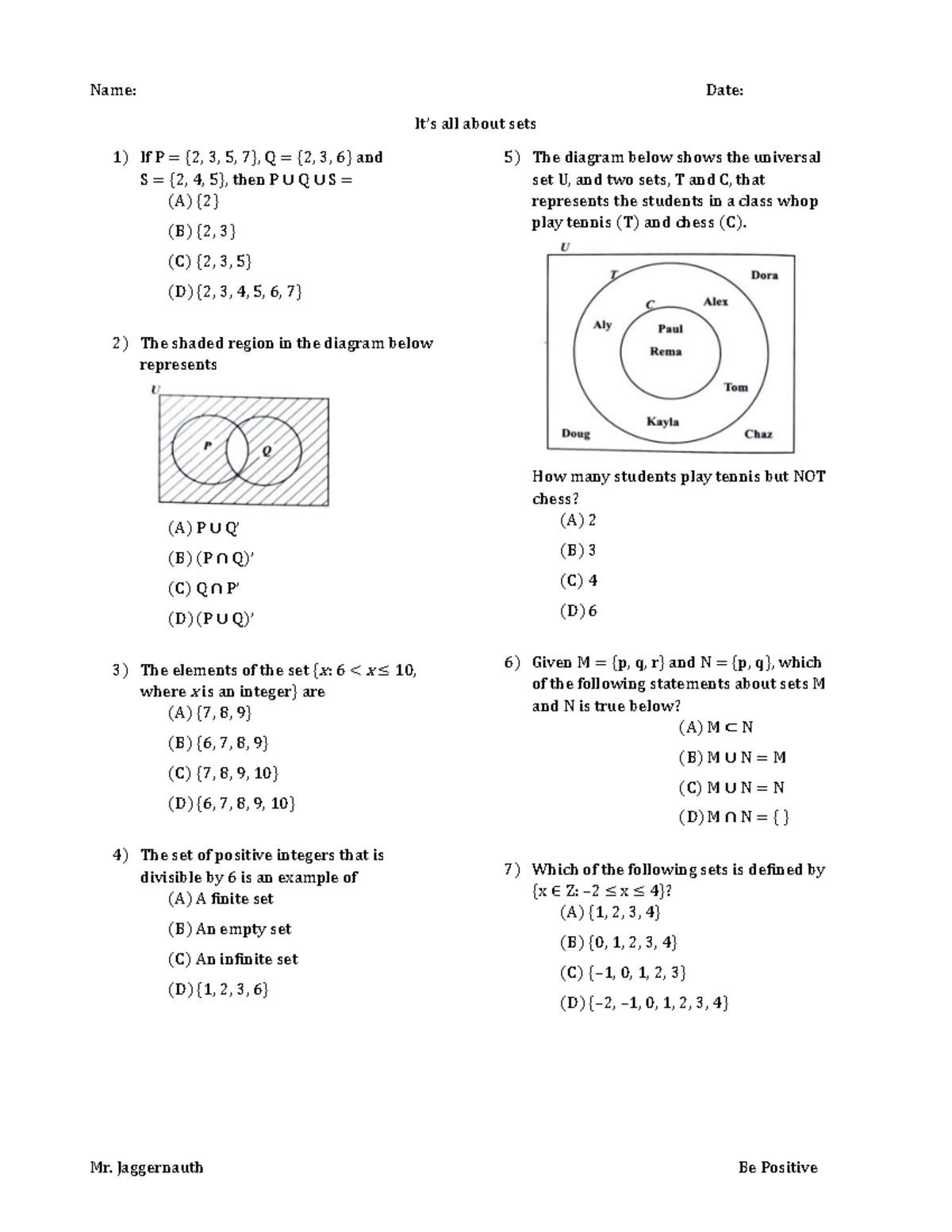 Sets MC - Multiple Choice Questions on Set Theory - Studocu