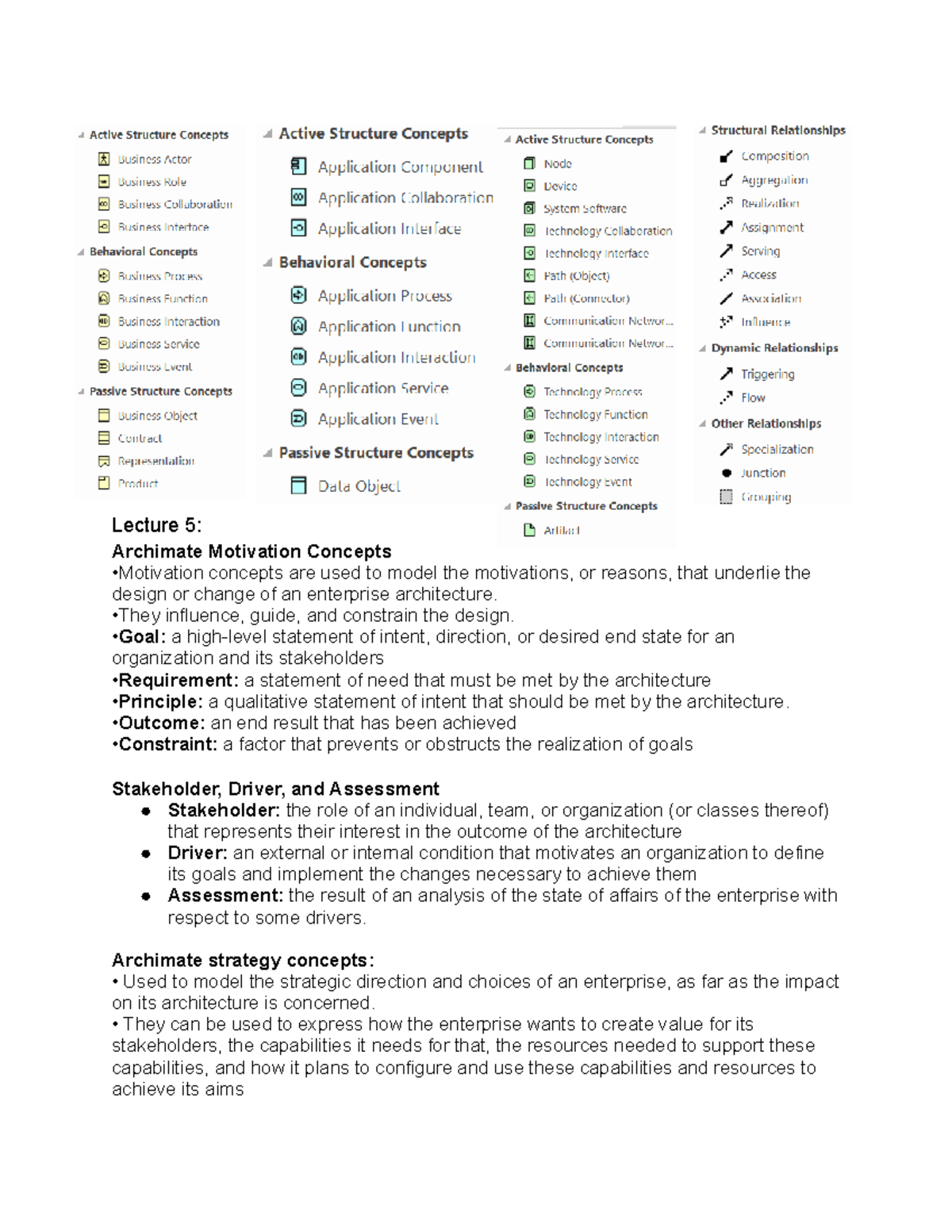 LEC 5-6: Archimate Motivation Concepts and Business Layer Insights ...