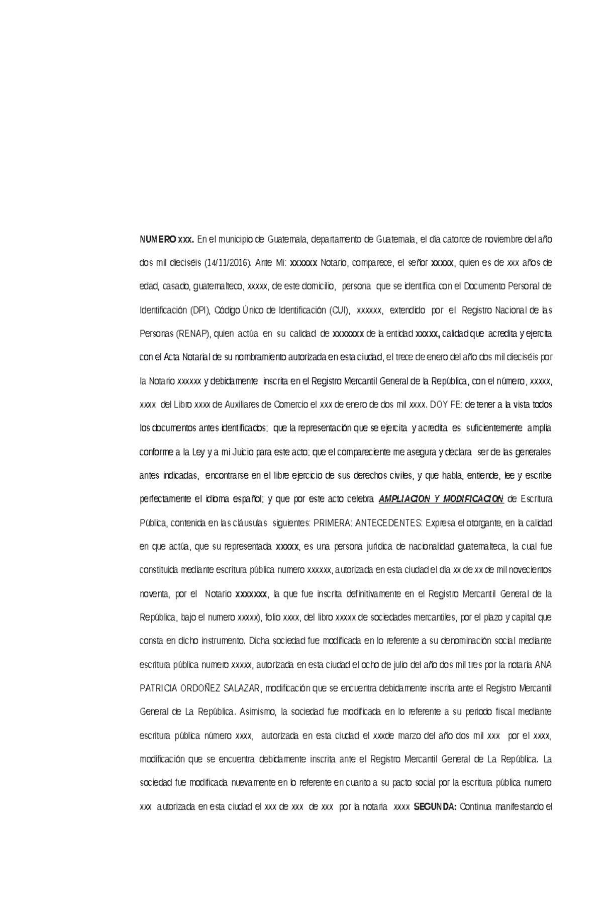 NUMERO Aumento de Capital en Sociedad Anónima - Guatemala - Studocu