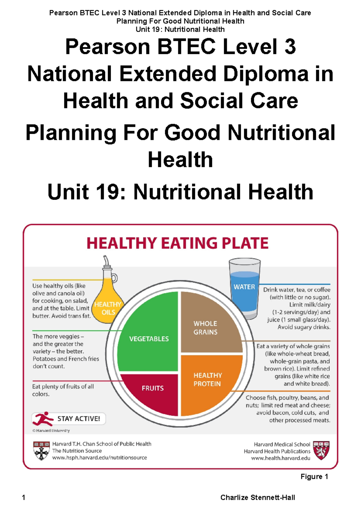 Unit 19: Planning for Optimal Nutritional Health in BTEC Level 3 - Studocu
