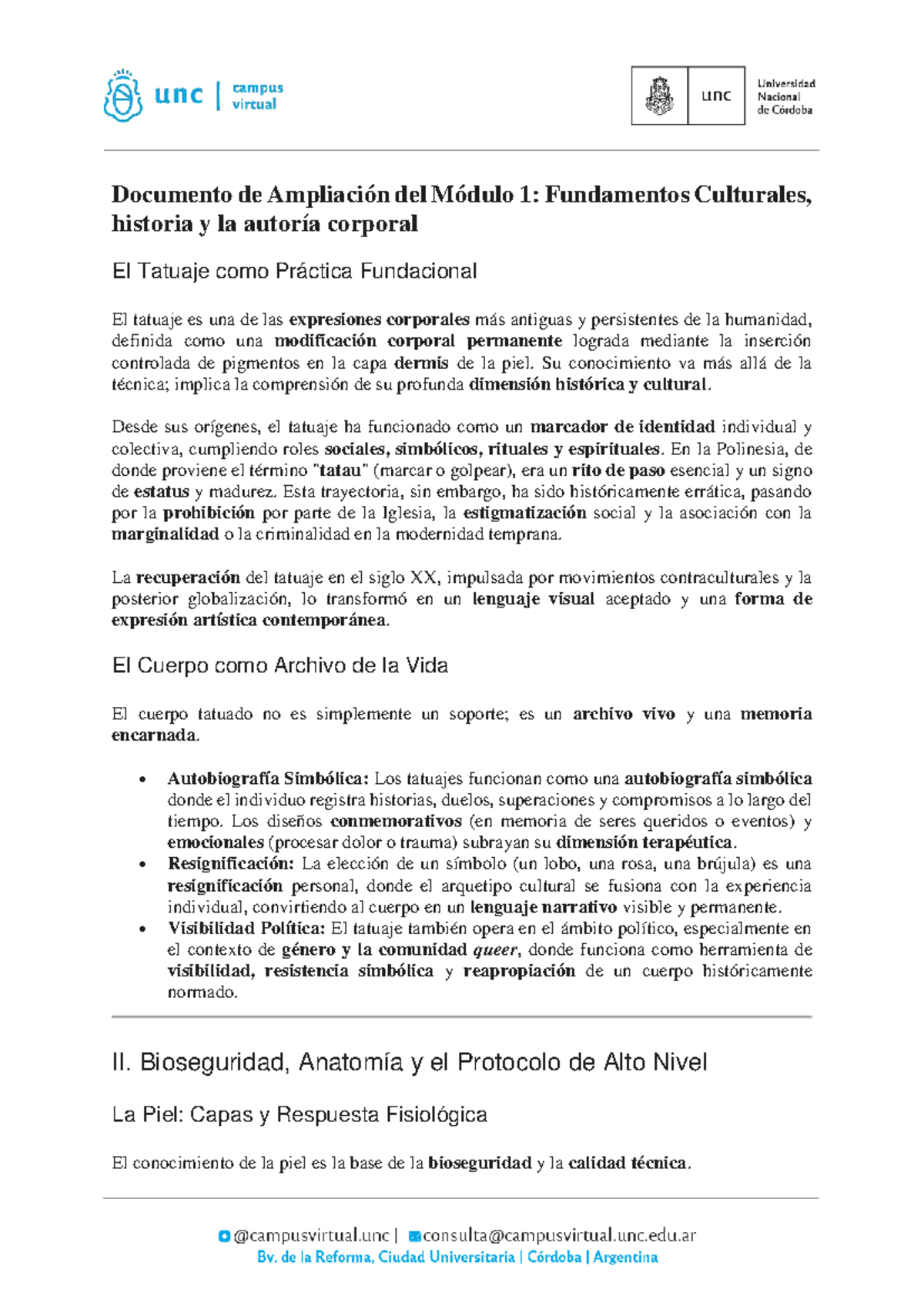 Módulo 1: Fundamentos Culturales y Bioseguridad del Tatuaje - Studocu