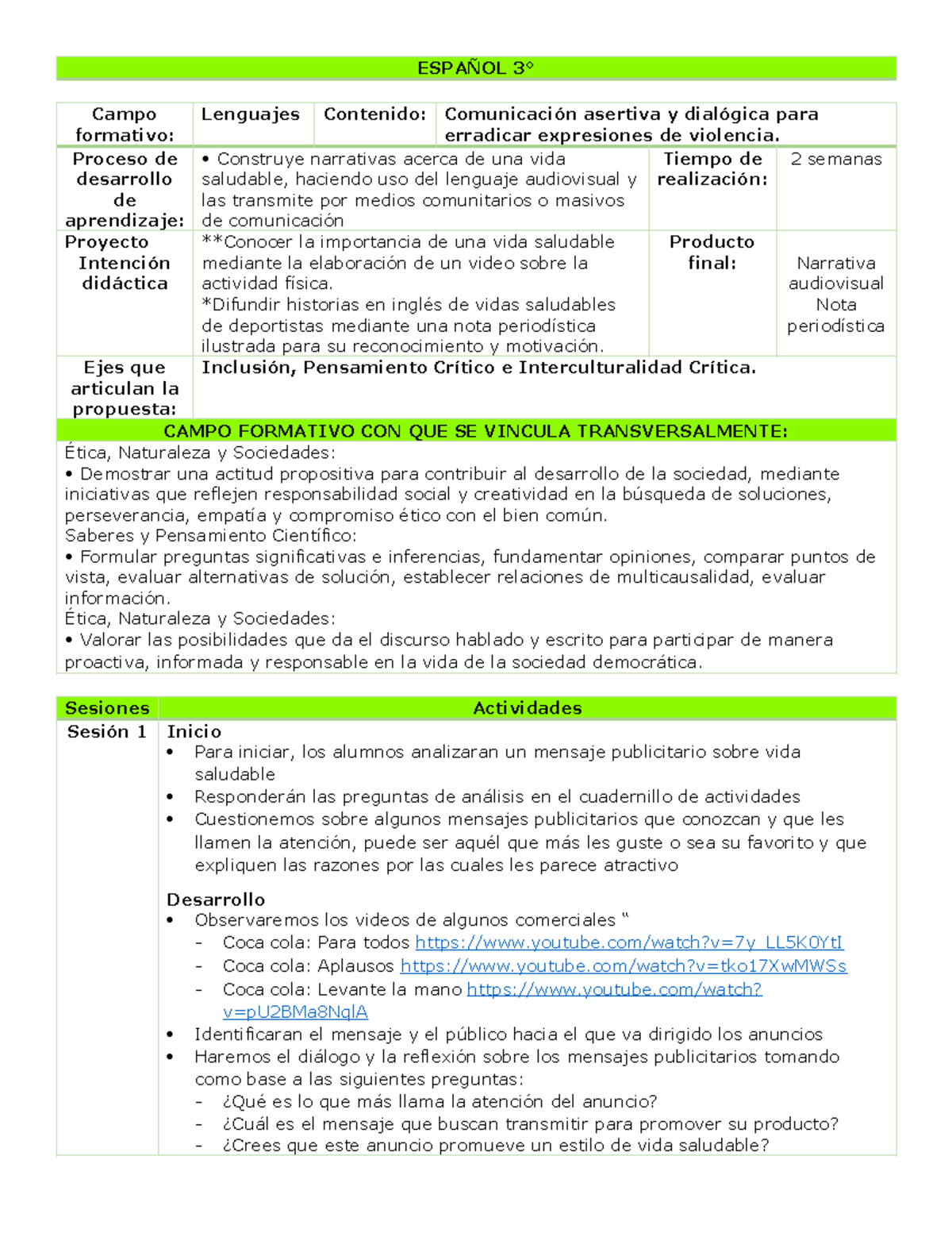 770029783 Proyecto sobre Vida Saludable: Comunicación y Medios - Studocu