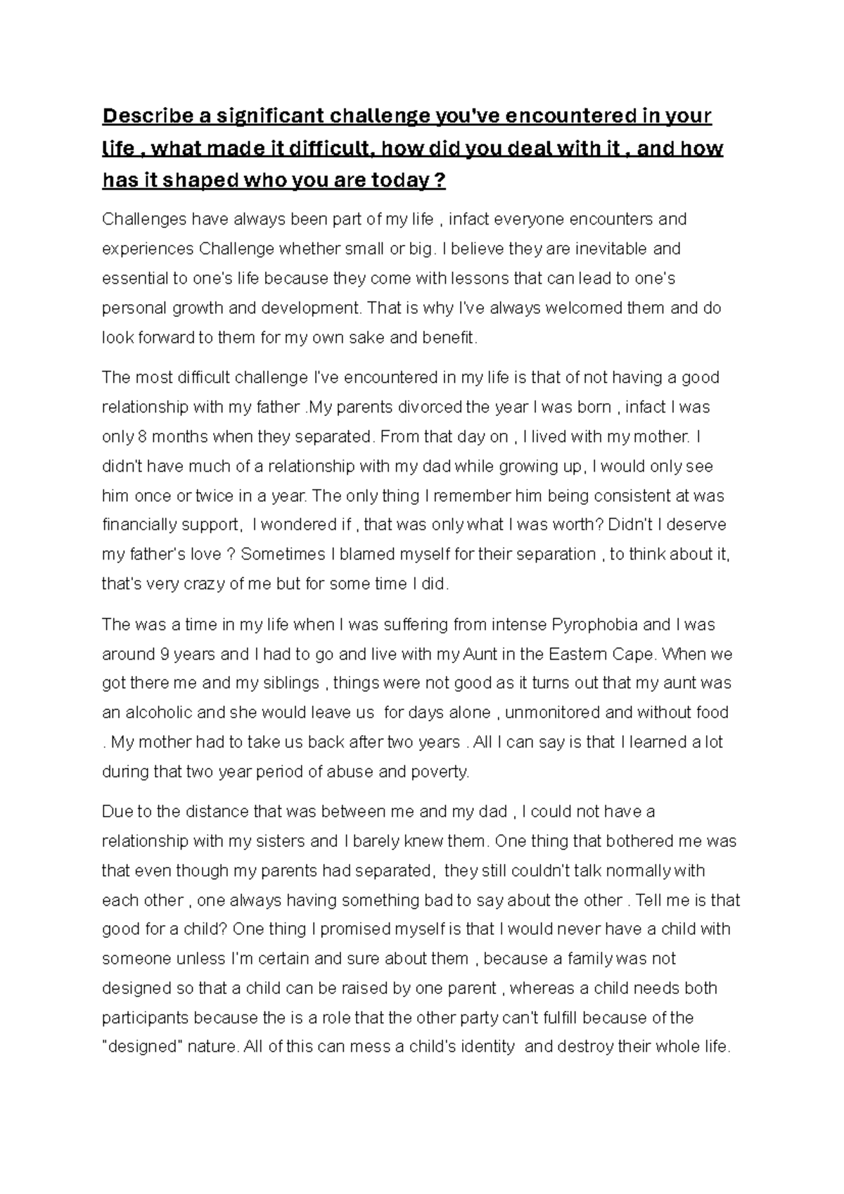 Personal Growth Through Life's Challenges: A Reflection Essay - Studocu