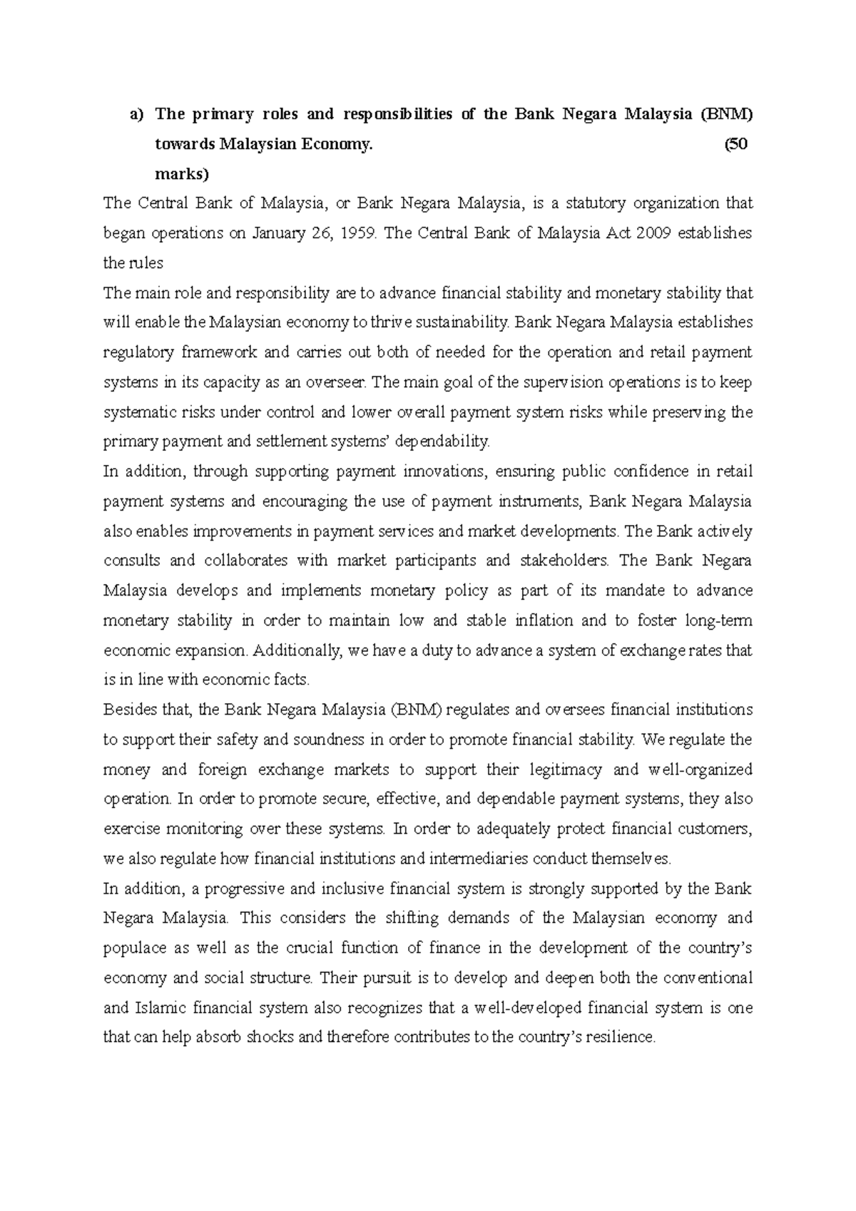 The Roles and Responsibilities of Bank Negara Malaysia: An Overview ...