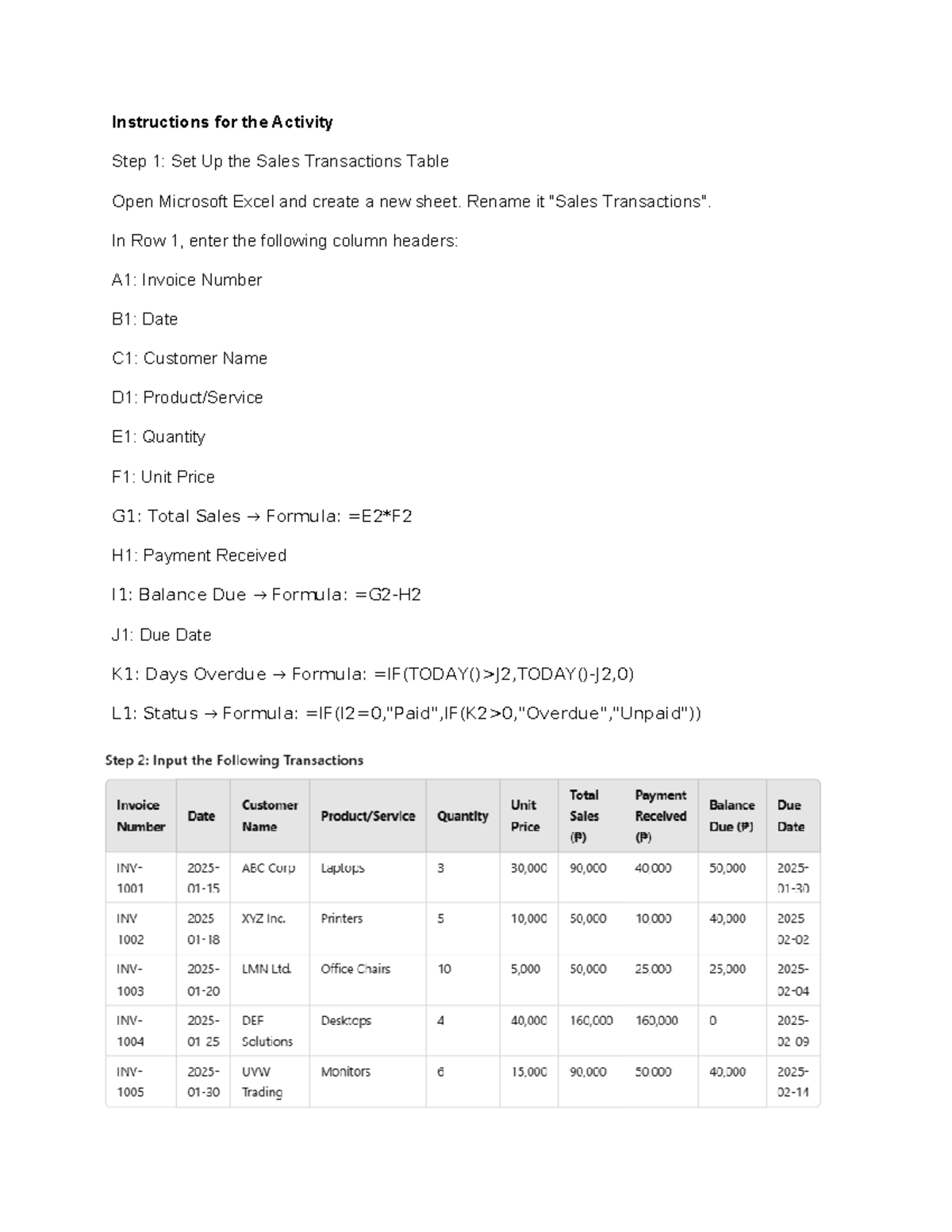 Revenue- Cycle- Activity - Instructions for the Activity Step 1: Set Up ...