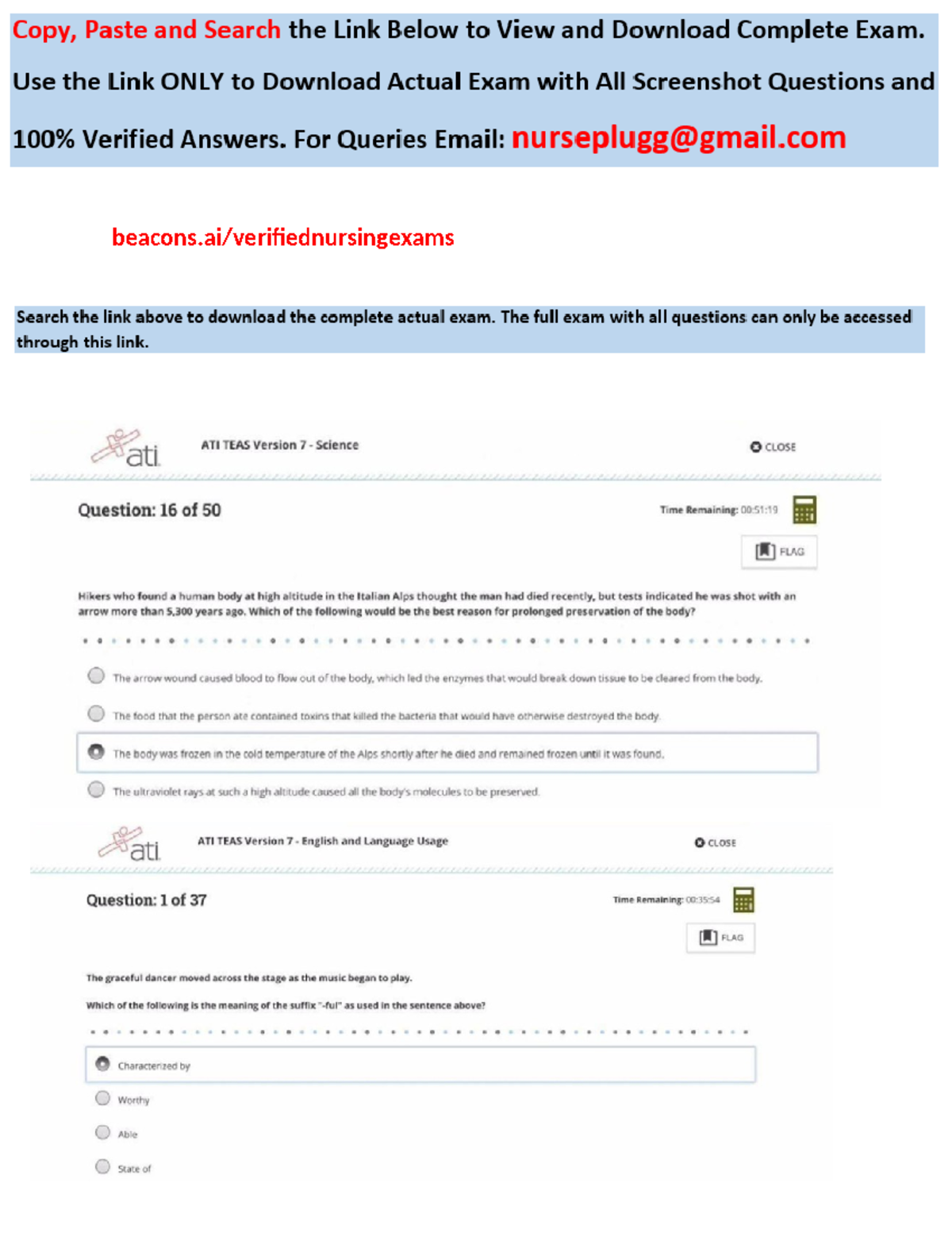 Comprehensive ATI TEAS 7 Exam 2025: All 4 Sections with Correct Answers ...