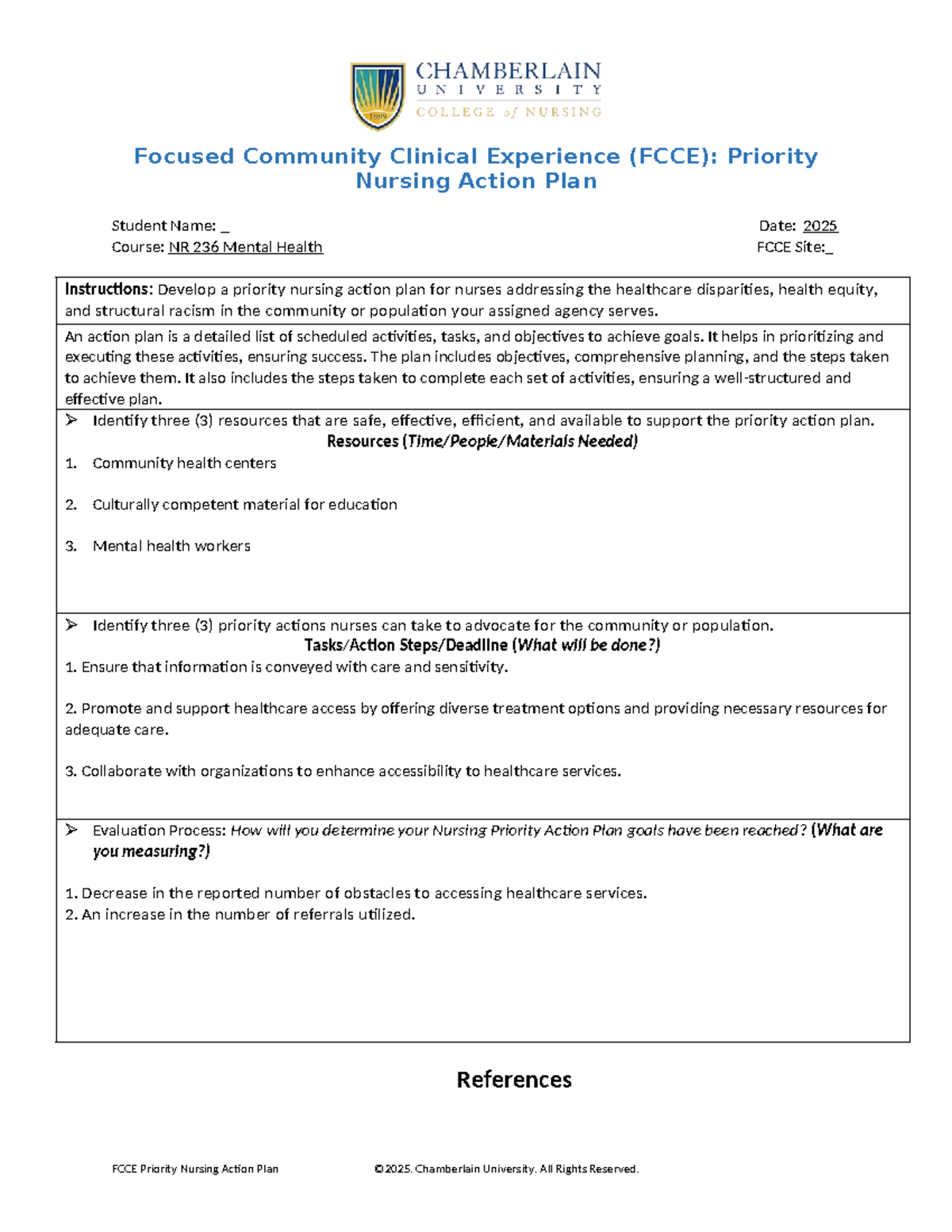 NR 236 FCCE: Priority Nursing Action Plan for Health Equity - Studocu