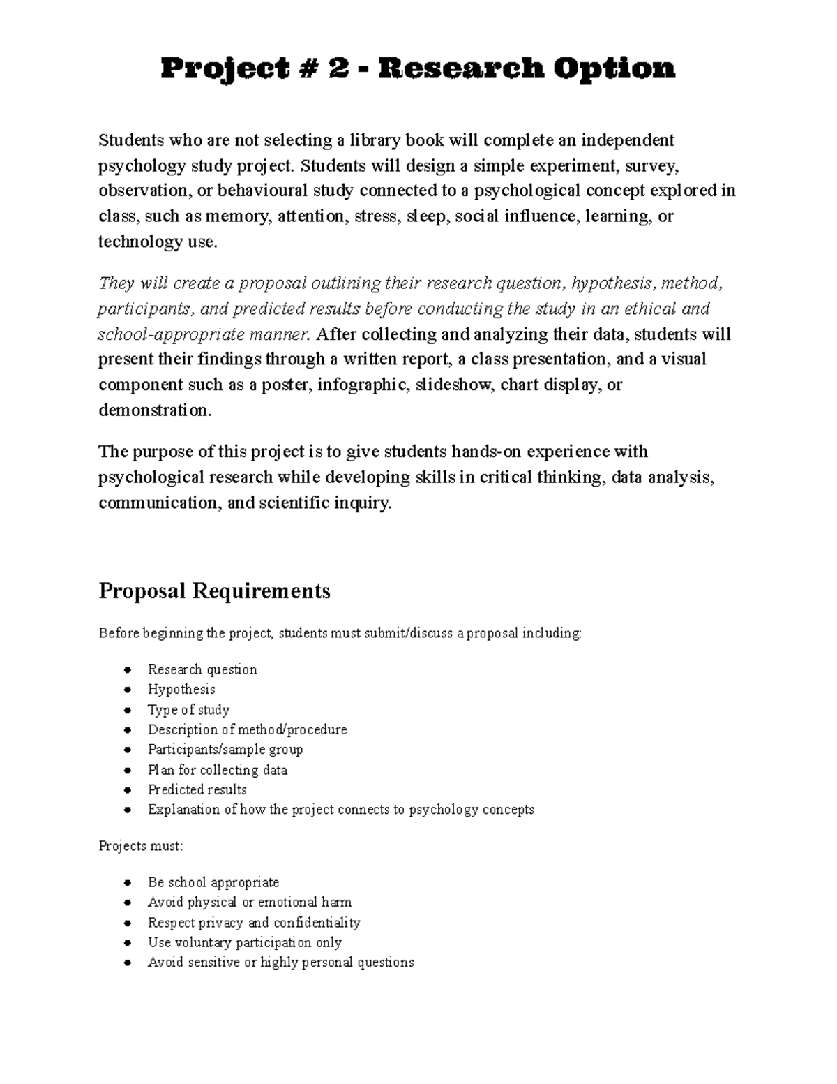 Psychology 11 Final Project 2: Independent Research Study Guide - Studocu
