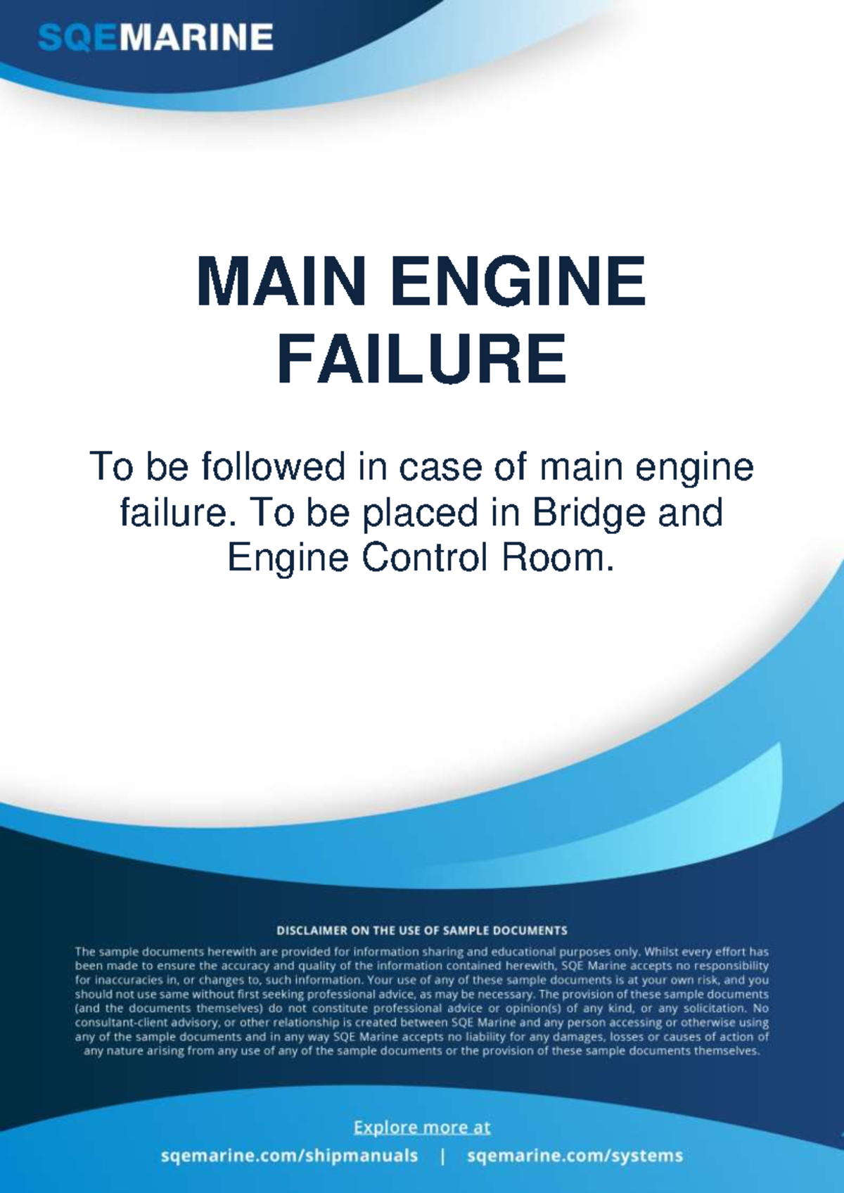 SQE Marine Main Engine Failure Protocol 2018 - Studocu