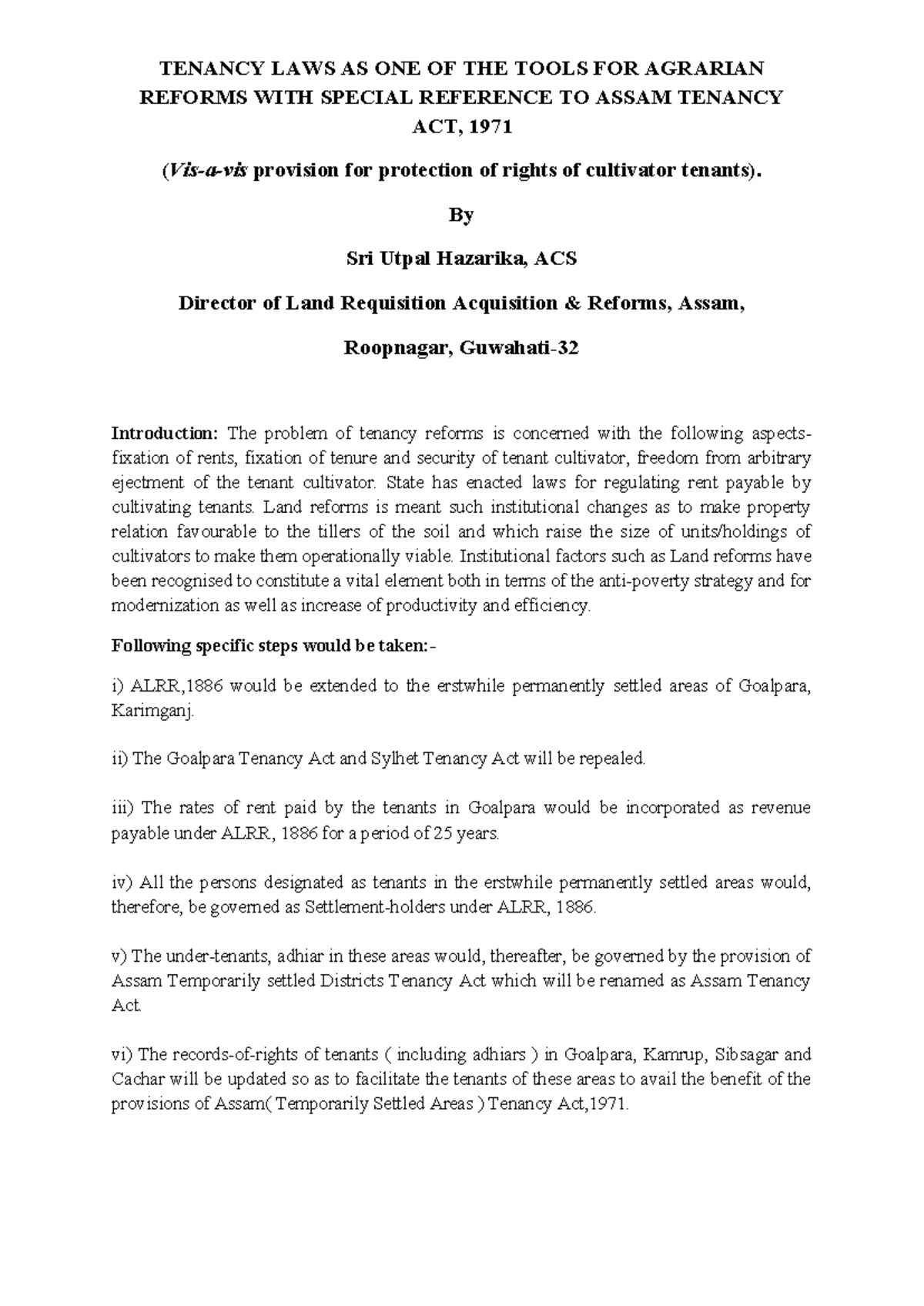 Assam Tenancy Act, 1971: Key Reforms for Tenant Rights and Protections ...