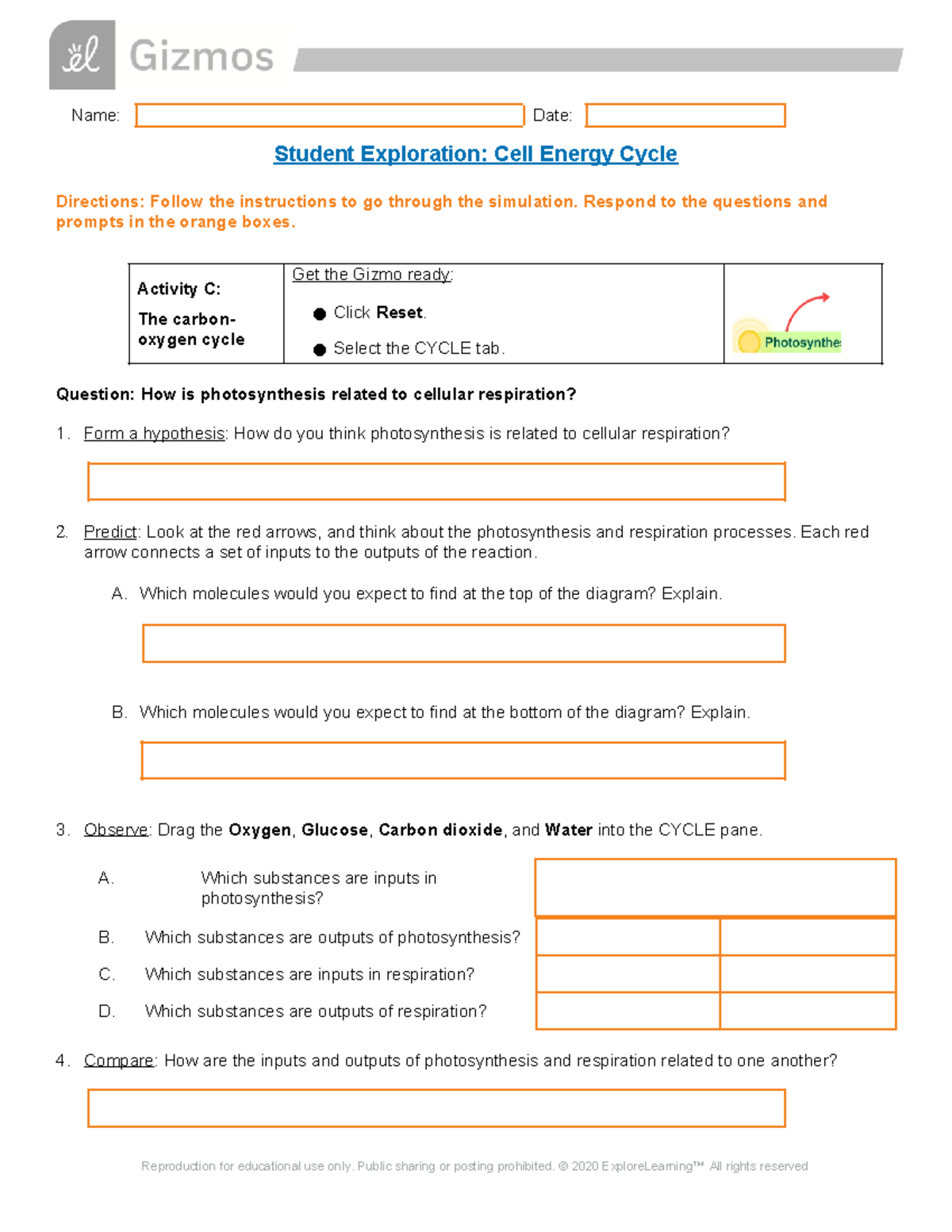 Yasser Abdo - Cell Energy SE Part C - Name: Date: Student Exploration ...
