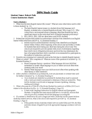 D096 D169 Module 9 Study Guide: Assessing Students with ...