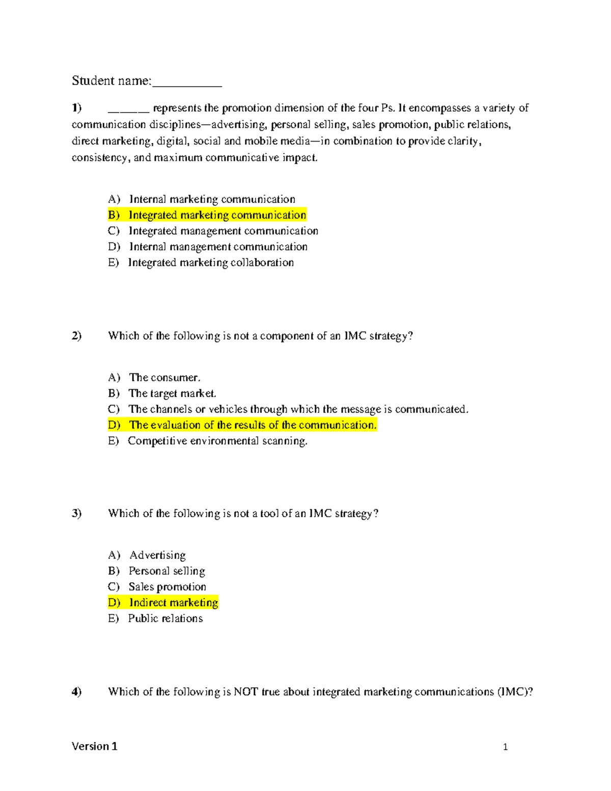 Chapter 14 Test Bank version Integrated Marketing Comunications ...