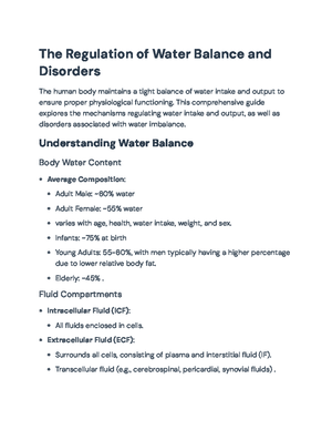 Understanding Water Homeostasis: Mechanisms & Disorders in the Human ...