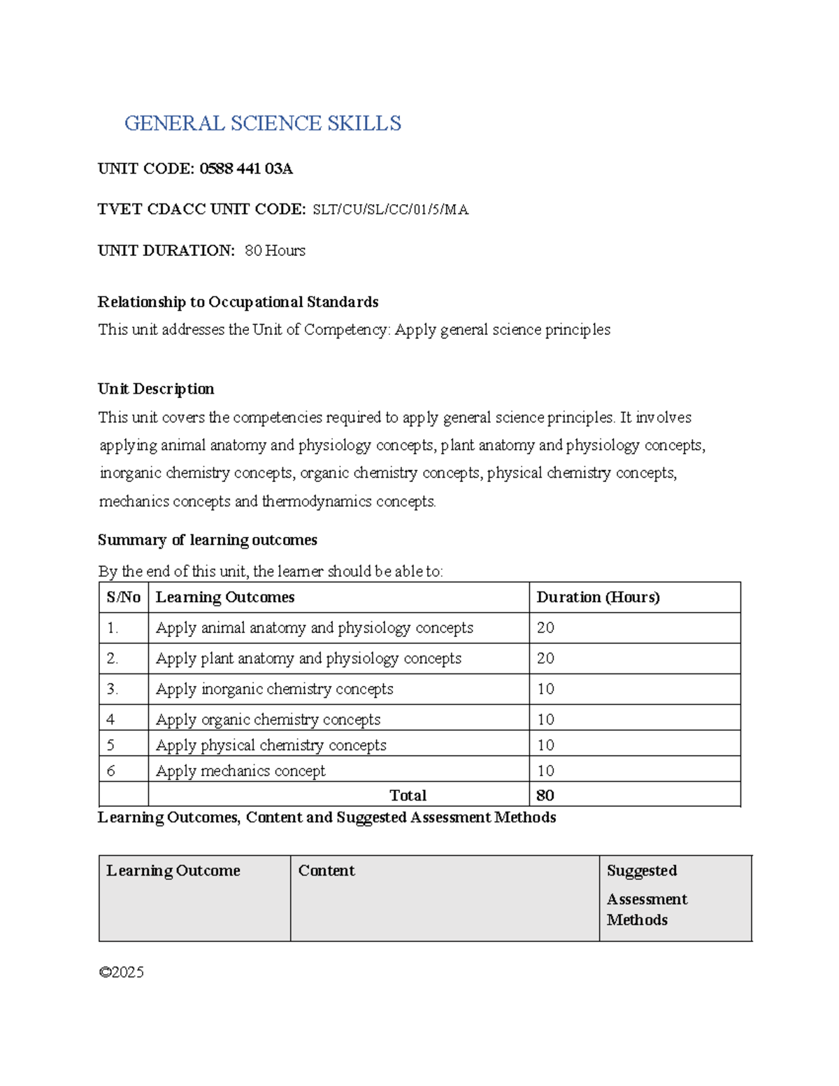 General Science Skills Overview - Unit Code: 0588 441 03A - Studocu