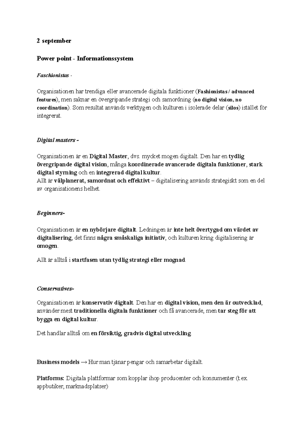 Informationssystem: Digitala Strategier och Affärsmodeller (FAS101 ...