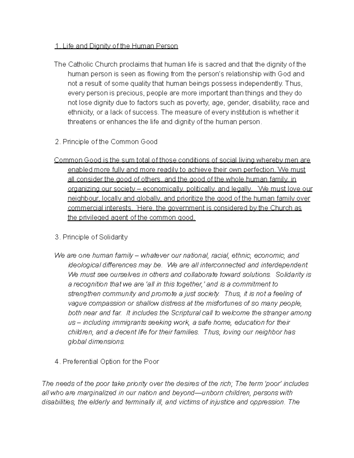 Key Principles of the Church's Social Teaching - Life and Dignity of ...