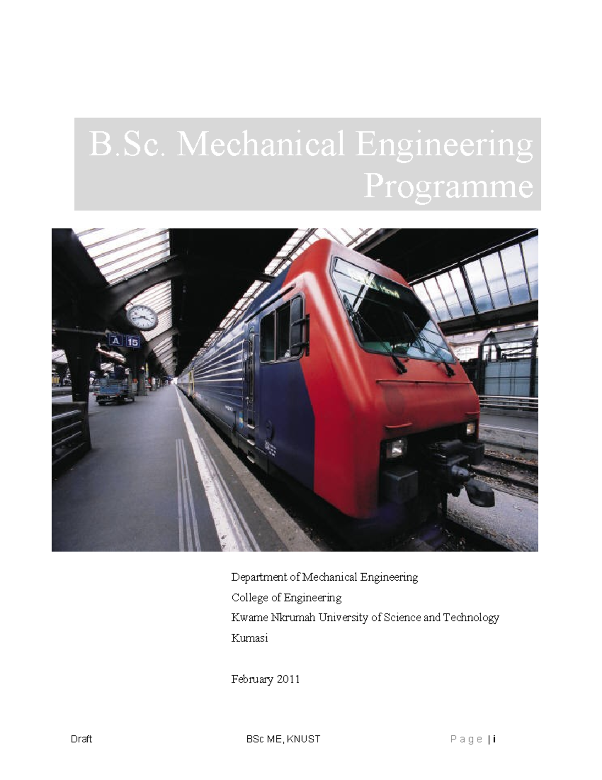 Syllabus for BSc Mechanical Engineering (ME 101) at KNUST - Studocu
