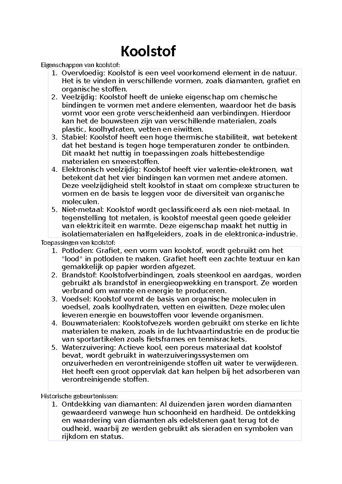 Koolstof: Eigenschappen, Toepassingen en Historische Gebeurtenissen ...
