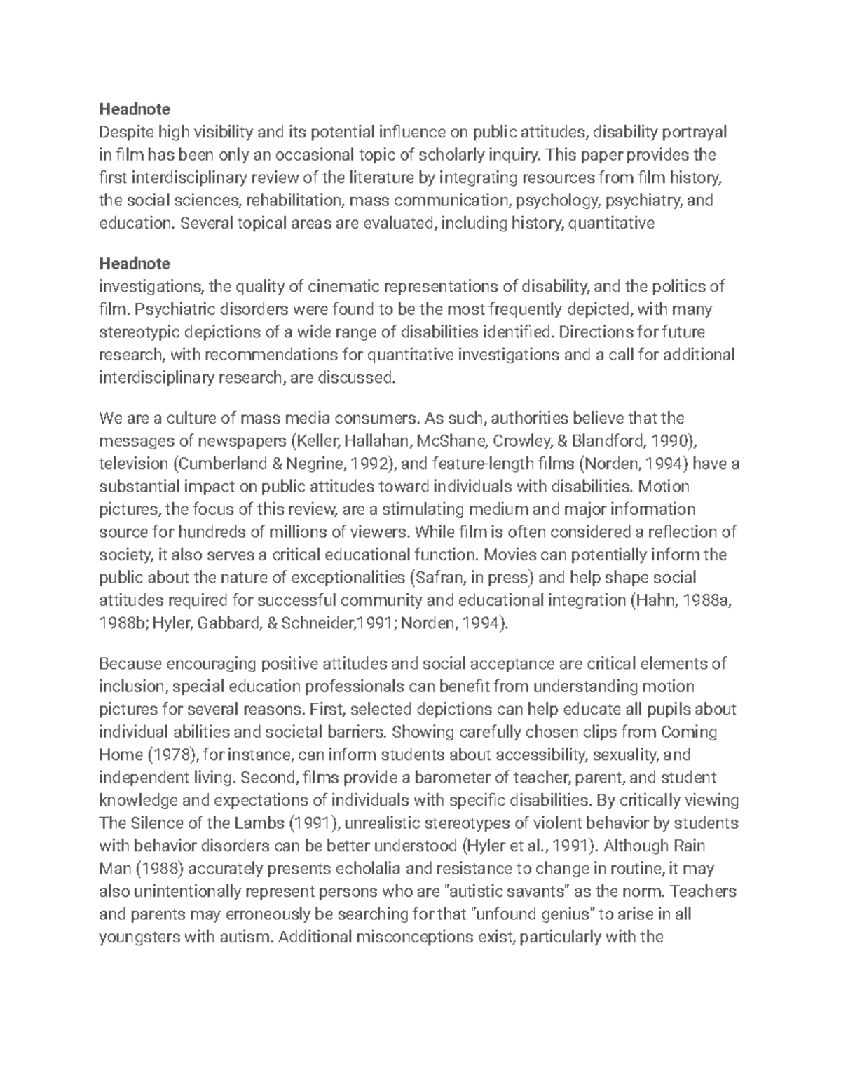 Disability Portrayals in Film: A Critical Review of Stereotypes and ...