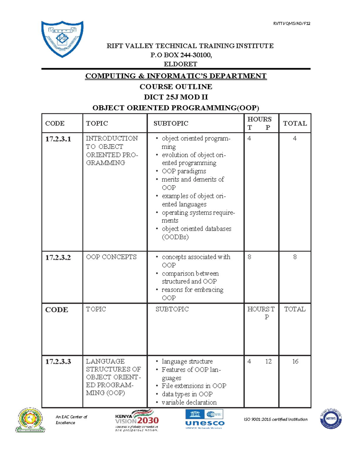 DICT 25J MOD II: Object Oriented Programming (OOP) Notes - Studocu