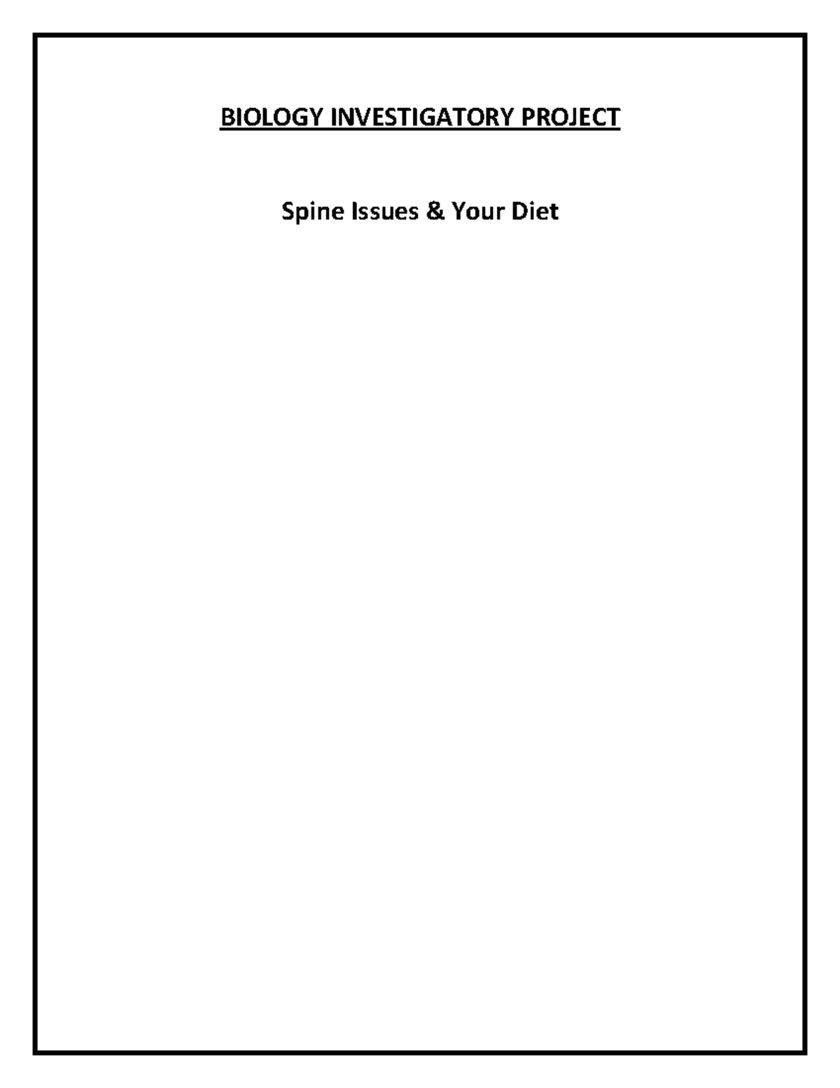 BIO 101 Investigatory Project: Impact of Diet on Spine Issues - Studocu