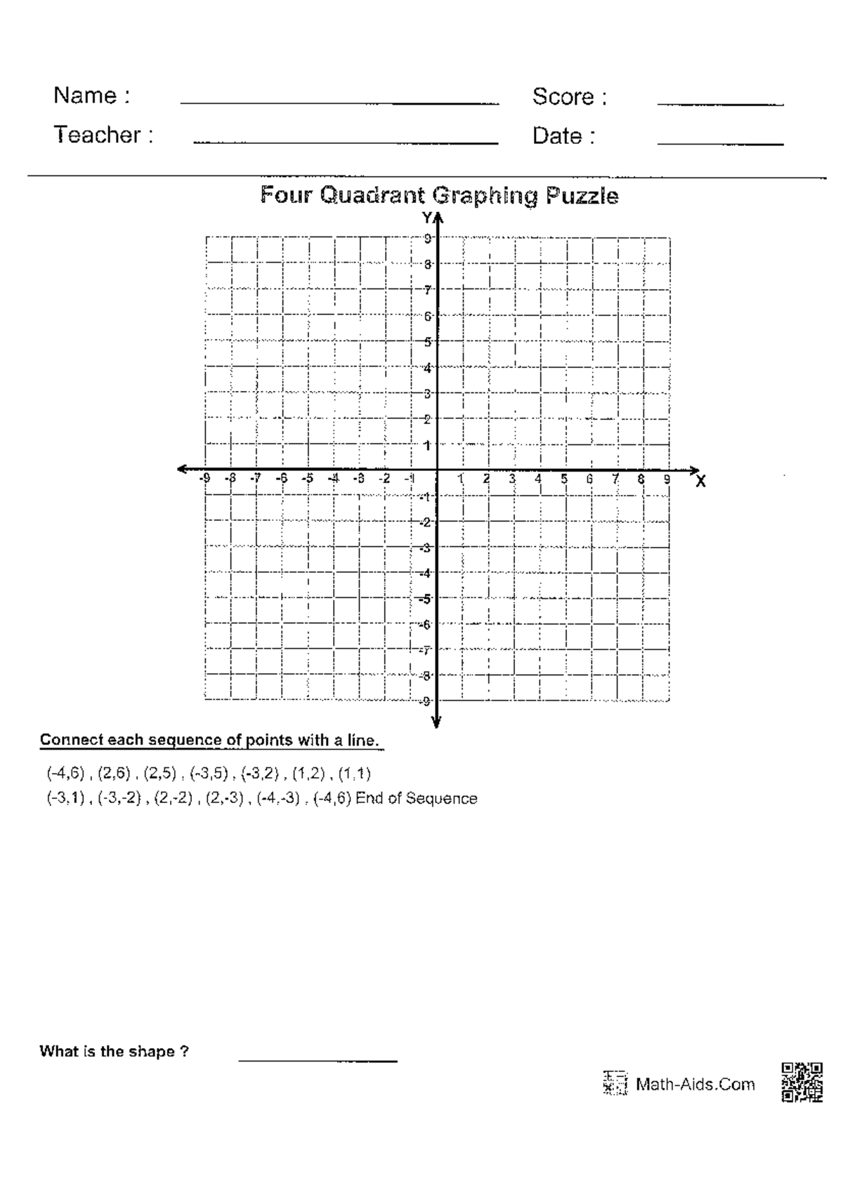 Four Quadrant Graphing Puzzle - YA 9: Identify the Shape - Studocu