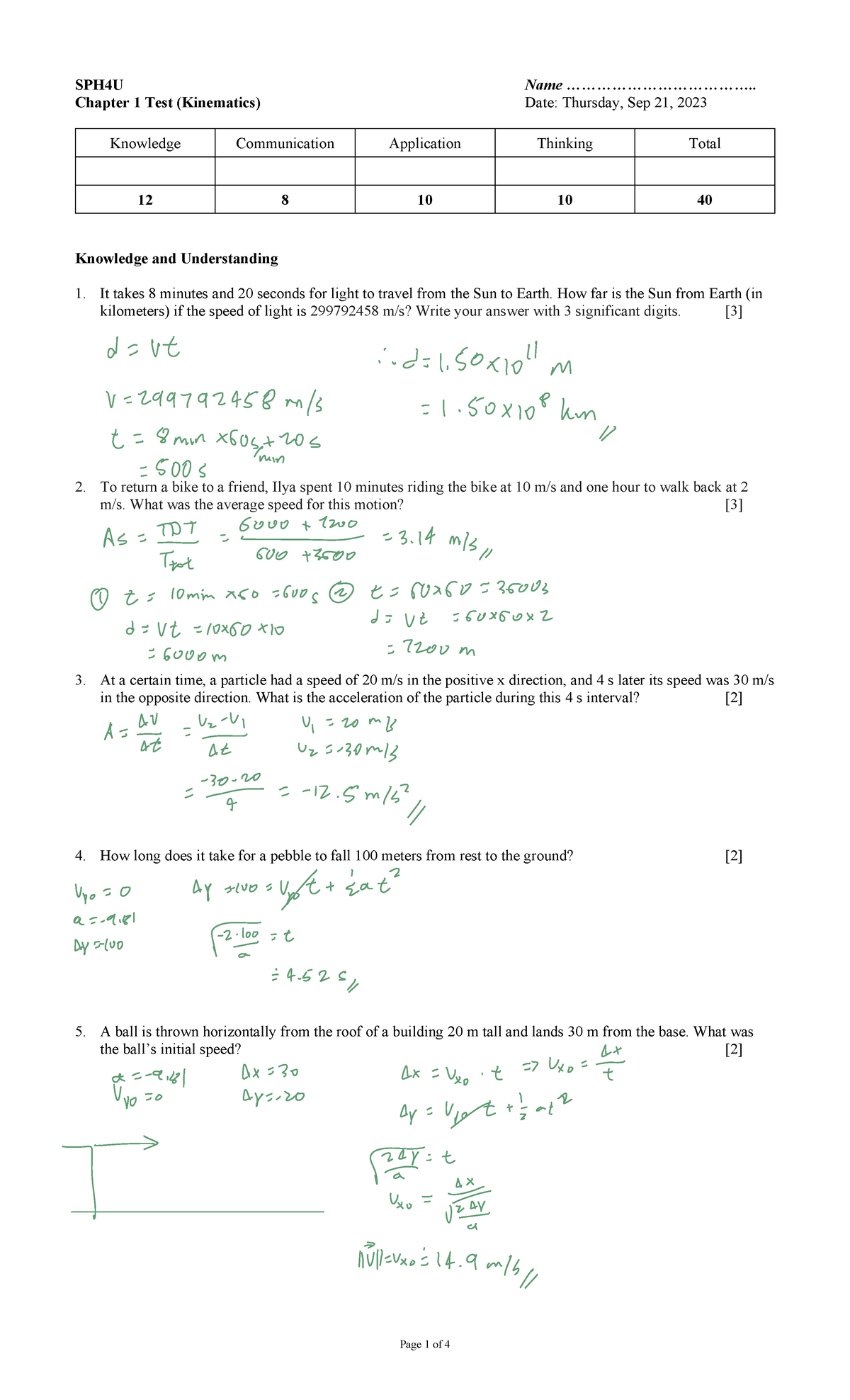 Chapter 1 Test - SPH4U Name ...