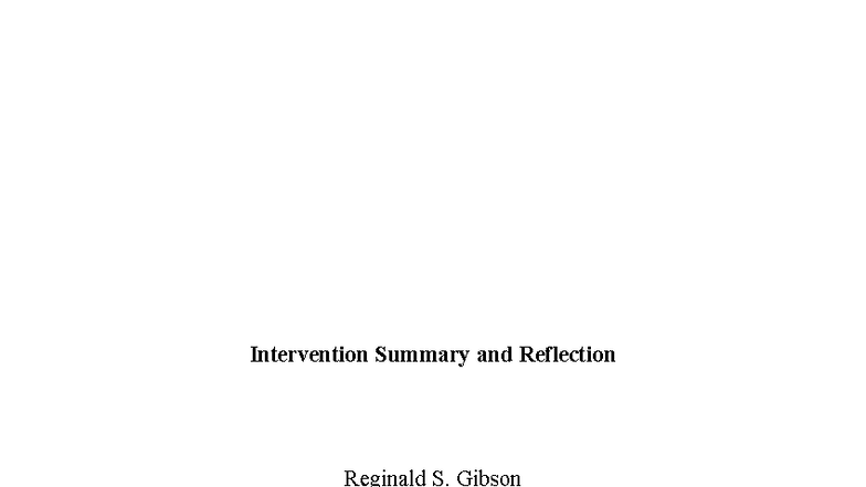 Intervention Summary & Reflection: Read Naturally Live for REA 2 - Studocu