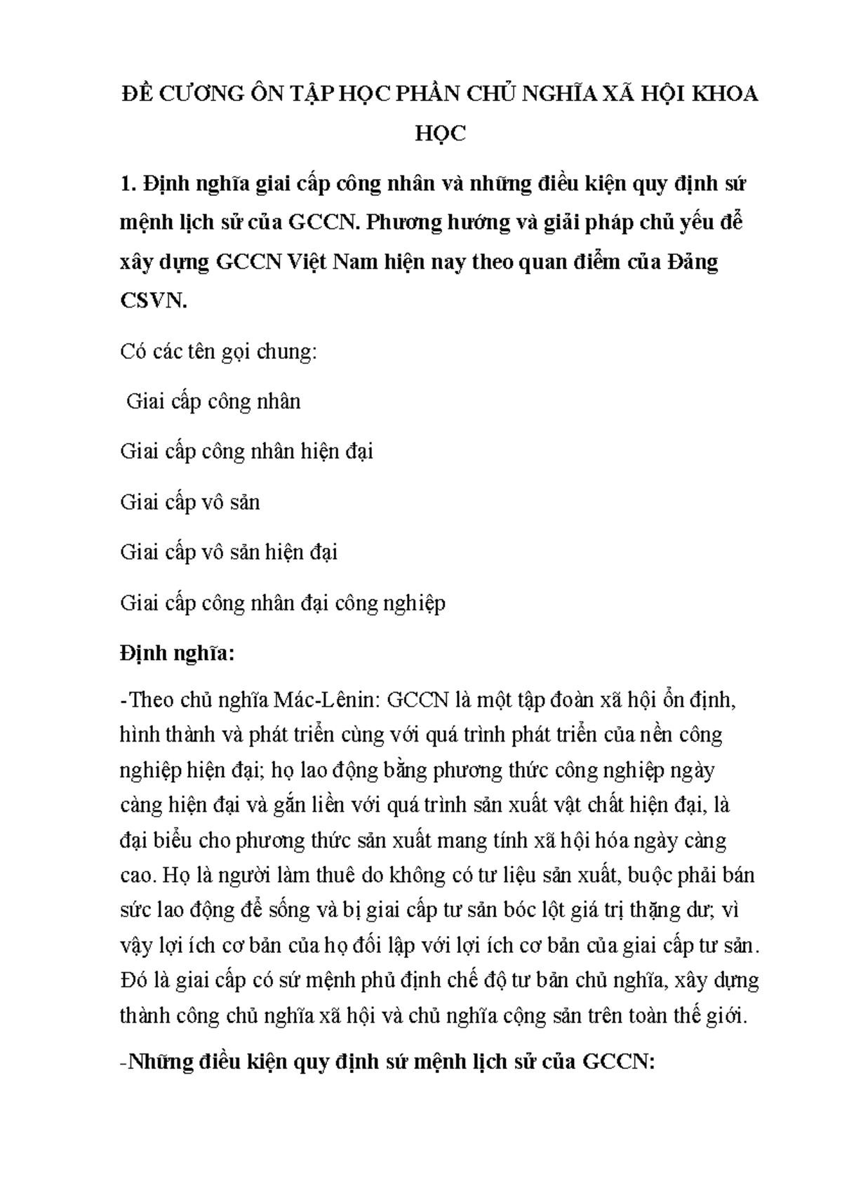 Đề Cương Ôn Tập Chủ Nghĩa Xã Hội - Khoa Học 1 - Studocu