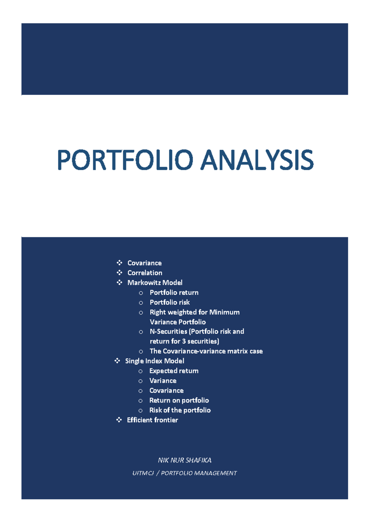 Chapter 5: Portfolio Analysis - Covariance, Correlation & Risk ...