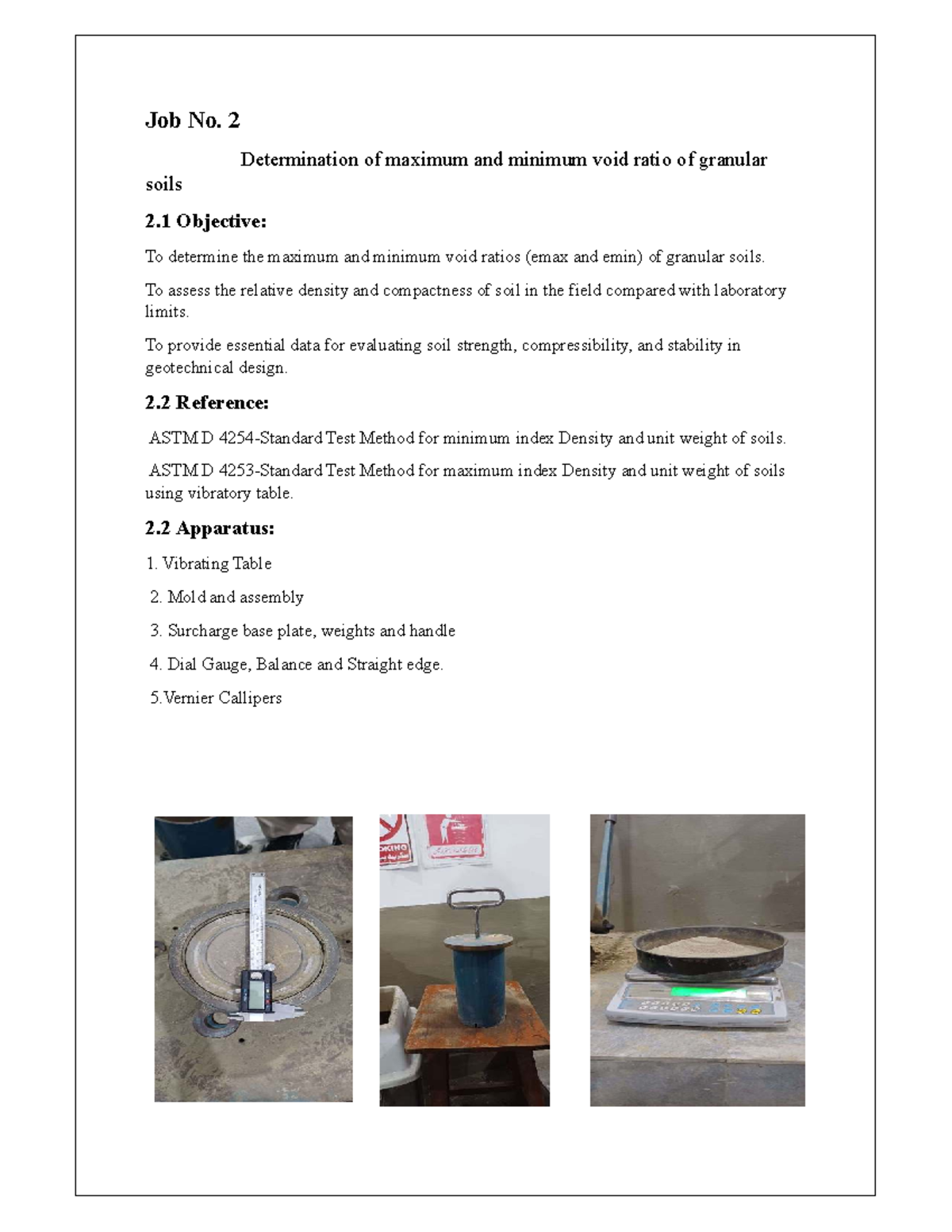 Job 2 - Max & Min Void Ratio of Granular Soils Analysis - Studocu