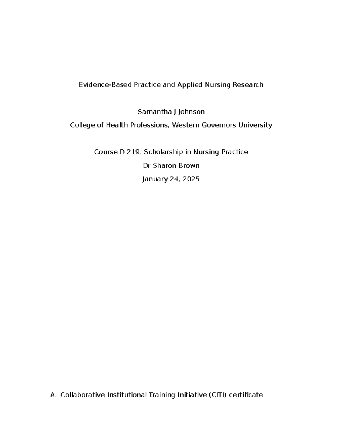 D219: Evidence-based practice and applied nursing research in nursing ...