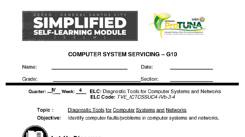 Quarter 4 Week 4: Diagnostic Tools for Computer Systems & Networks ...