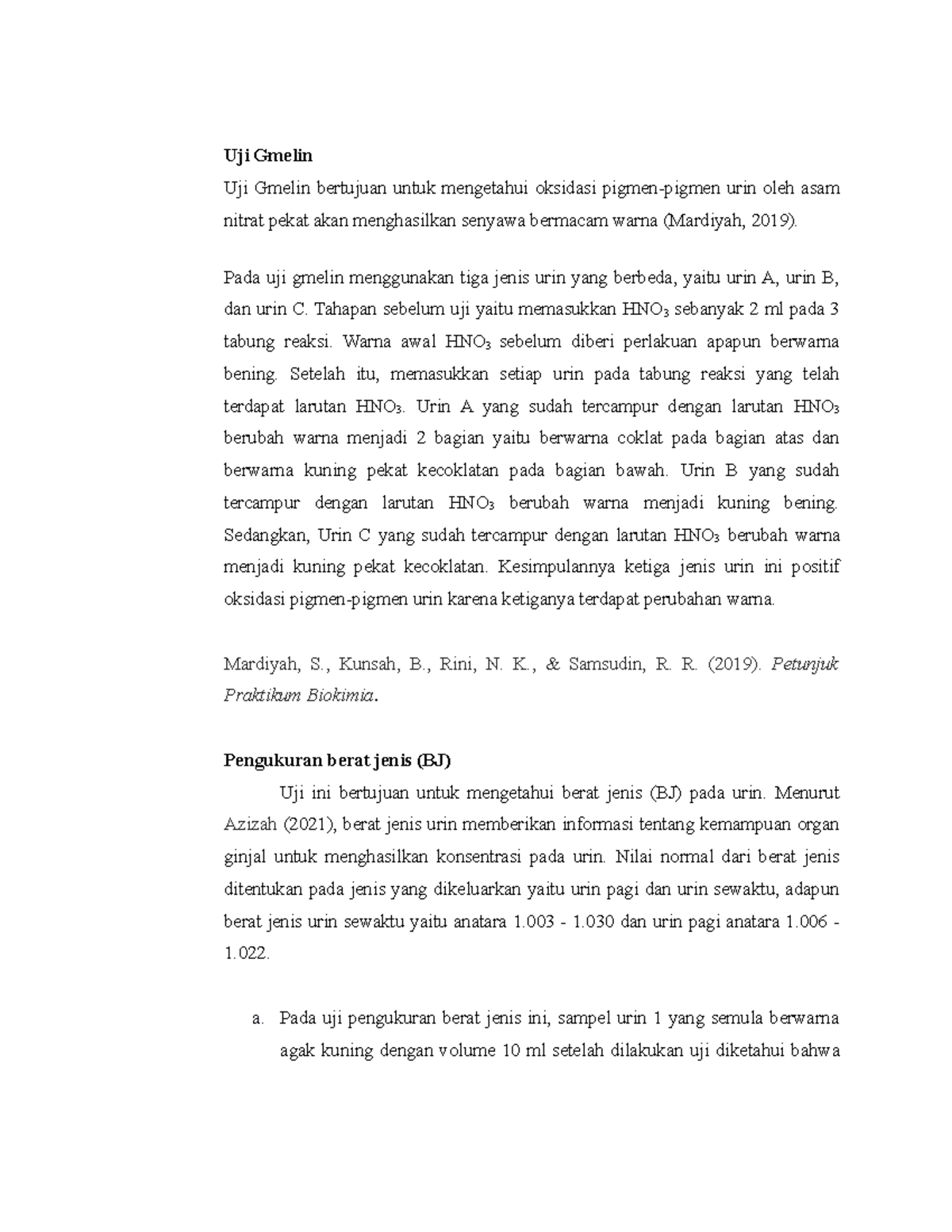 Uji Gmelin dan Uji Benedict pada Urin: Analisis Berat Jenis & Oksidasi ...