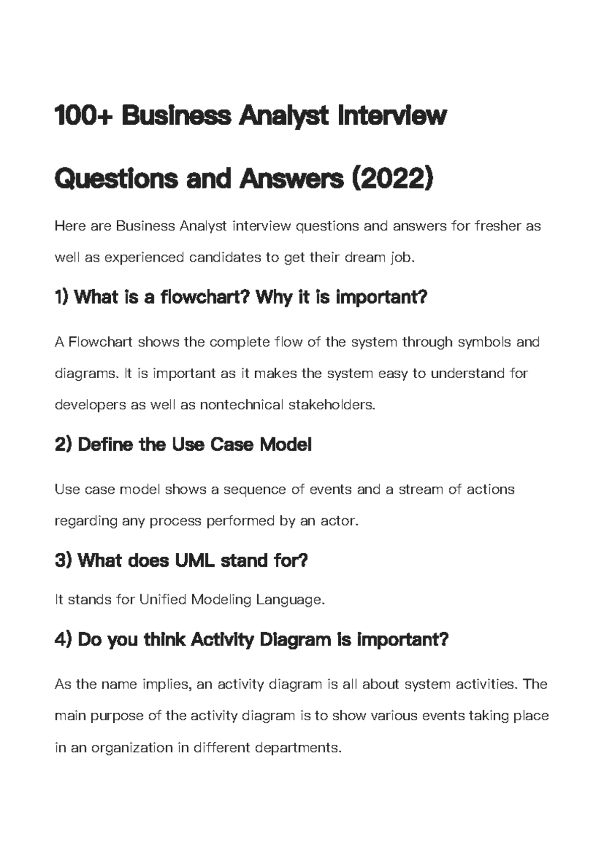 100+ Business Analyst Interview Questions and Answers (2022) - 1) What ...