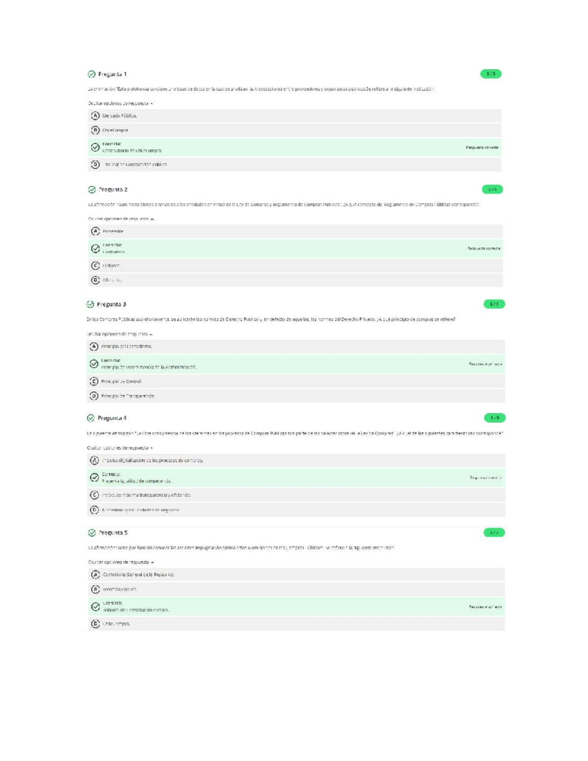 Prueba corregida 1 de Compras Públicas: preguntas y respuestas - Studocu