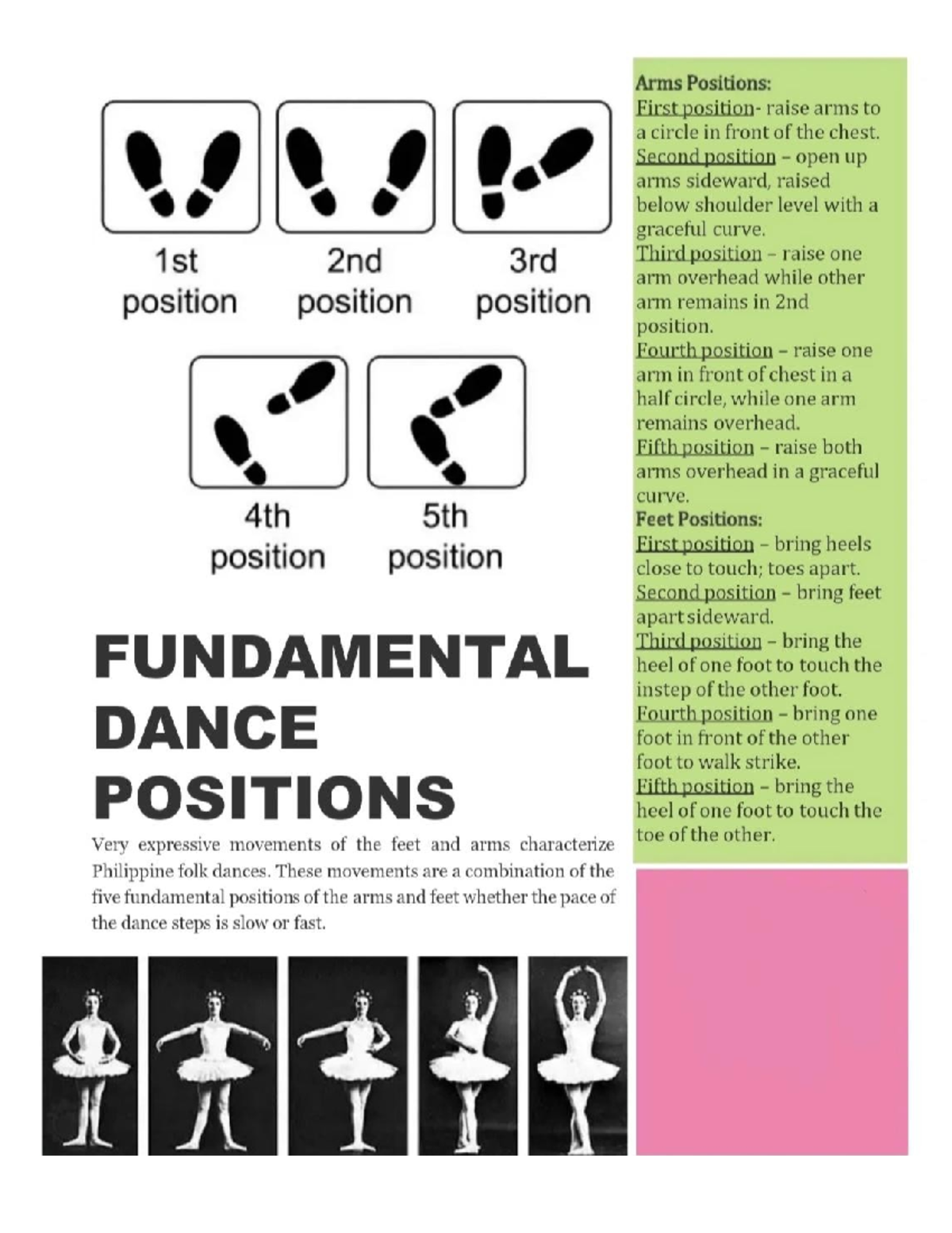 Fundamental Dance Positions: Arms & Feet Techniques (FUNDAMENTAL) - Studocu