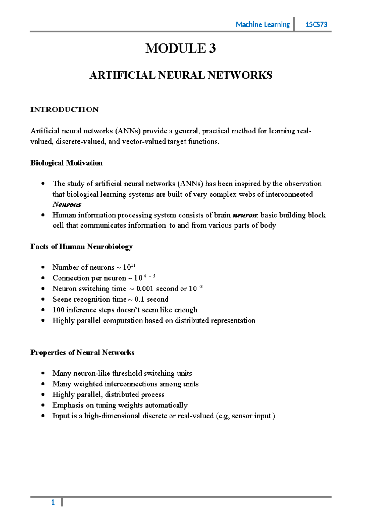 AIML UNIT-3 - Advanced AIML - MODULE 3 ARTIFICIAL NEURAL NETWORKS ...