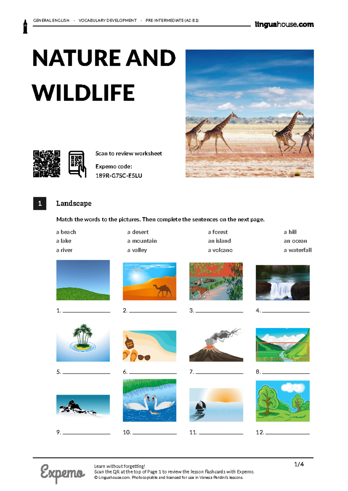 Nature and Wildlife Vocabulary Worksheet: A2-B1 Level - Studocu