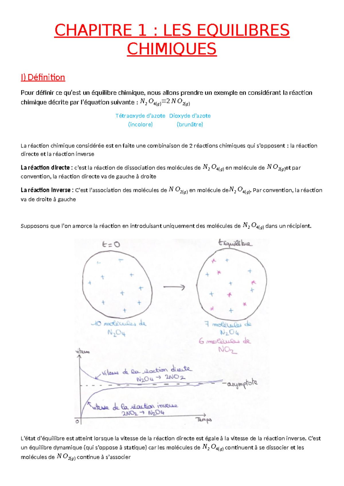 Chapitre 1 - L'Équilibre Chimique et la Constante K (Chimie) - Studocu