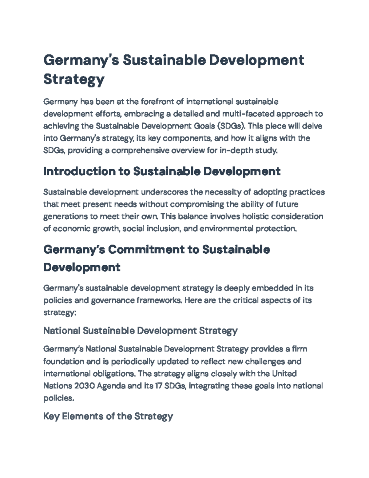Germany’s Sustainable Development Strategy: Key Components and Goals ...