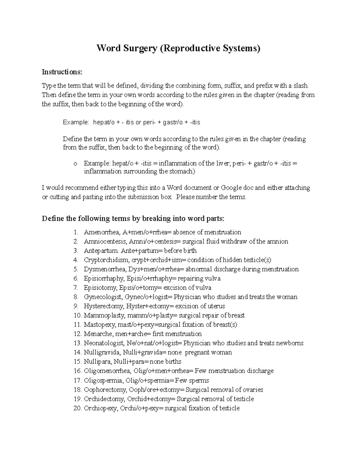 Chapter 2: Medical Terminology in Anatomy & Physiology (Word Surgery ...