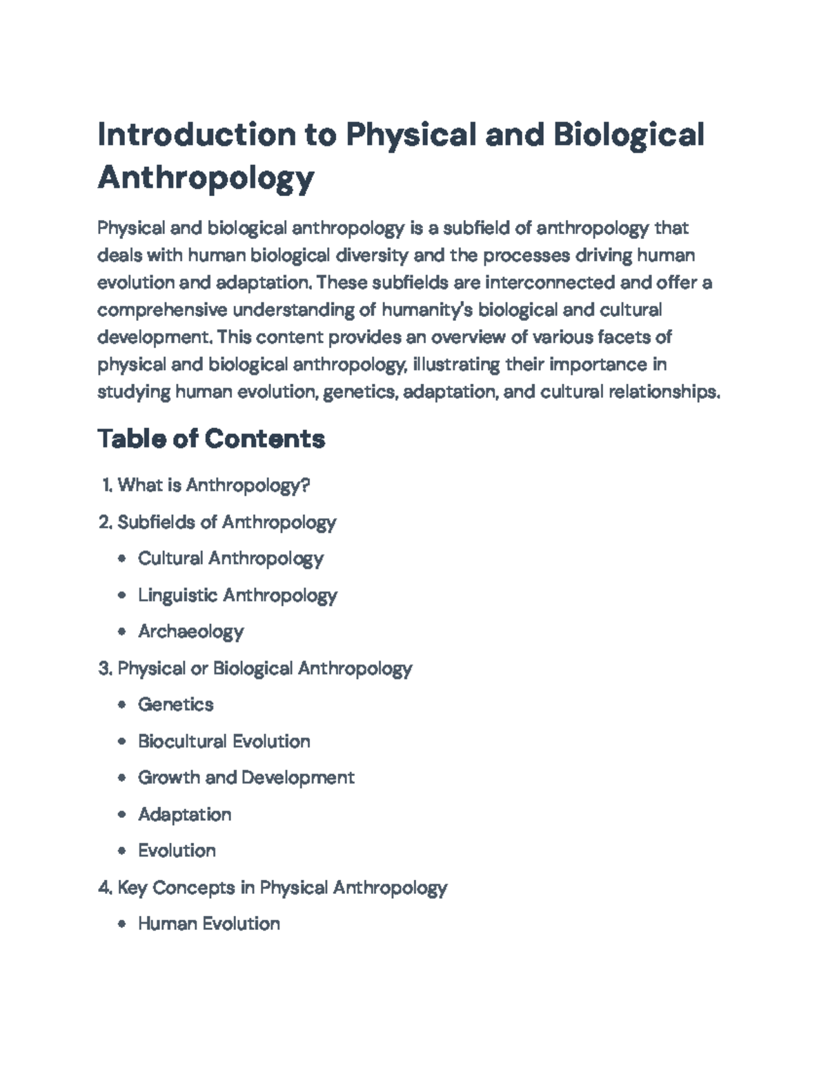 Introduction to Physical & Biological Anthropology: Key Concepts ...